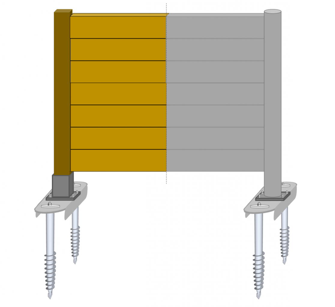 Fastening foundation screws to a post’s metal foot